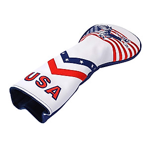 PLUSKER Golf Club Head Cover USA Flag and Eagle Pattern for Driver Patriotic Headcover