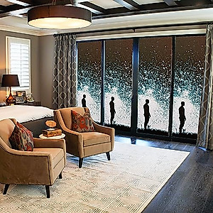 IOACIY Privacy Window Film Frosted Glass Sticker for Home Office Static Anti-UV Window Paper Decorative Window Covering for Bathroom (Universe Outer Space Starry Sky Red Blue-89, 17.7" x 23.6")