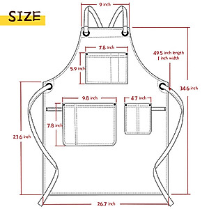 Miiinaps Blue Denim Apron With Pockets - Jean Work Apron for Women and Men, Plus Size Hair Stylist Apron - Washing Style | Adjustable XXL (Denim Blue)