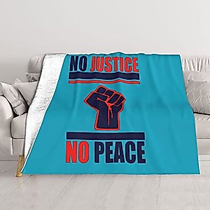 NUTTAG No Justice No Peace Throw Blanket Warm 60x50 Inches Fleece Throw Blankets for Bed Couch Living Room All Seasons Air-Conditioning Quilt