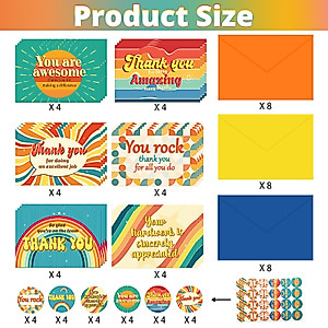 24 Pack Employee Appreciation Gifts Employee Thank you Cards with Envelopes & Stickers 4" x 6" Thank You Business Cards Staff Appreciation Gifts for Team Coworkers Employee Work Anniversary, 6 Designs