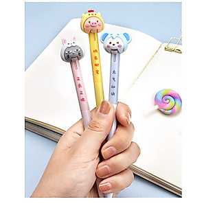 Cute Kawaii Animal Press Shape Gel Ink Pens school office supplies for girls Stationery novelty pens for kids stationary (6Pcs)