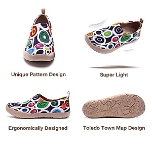 UIN Women's Lightweight Slip Ons Sneakers Walking Flats Casual Flower Art Painted Travel Shoes Oopsie Daisy (40)