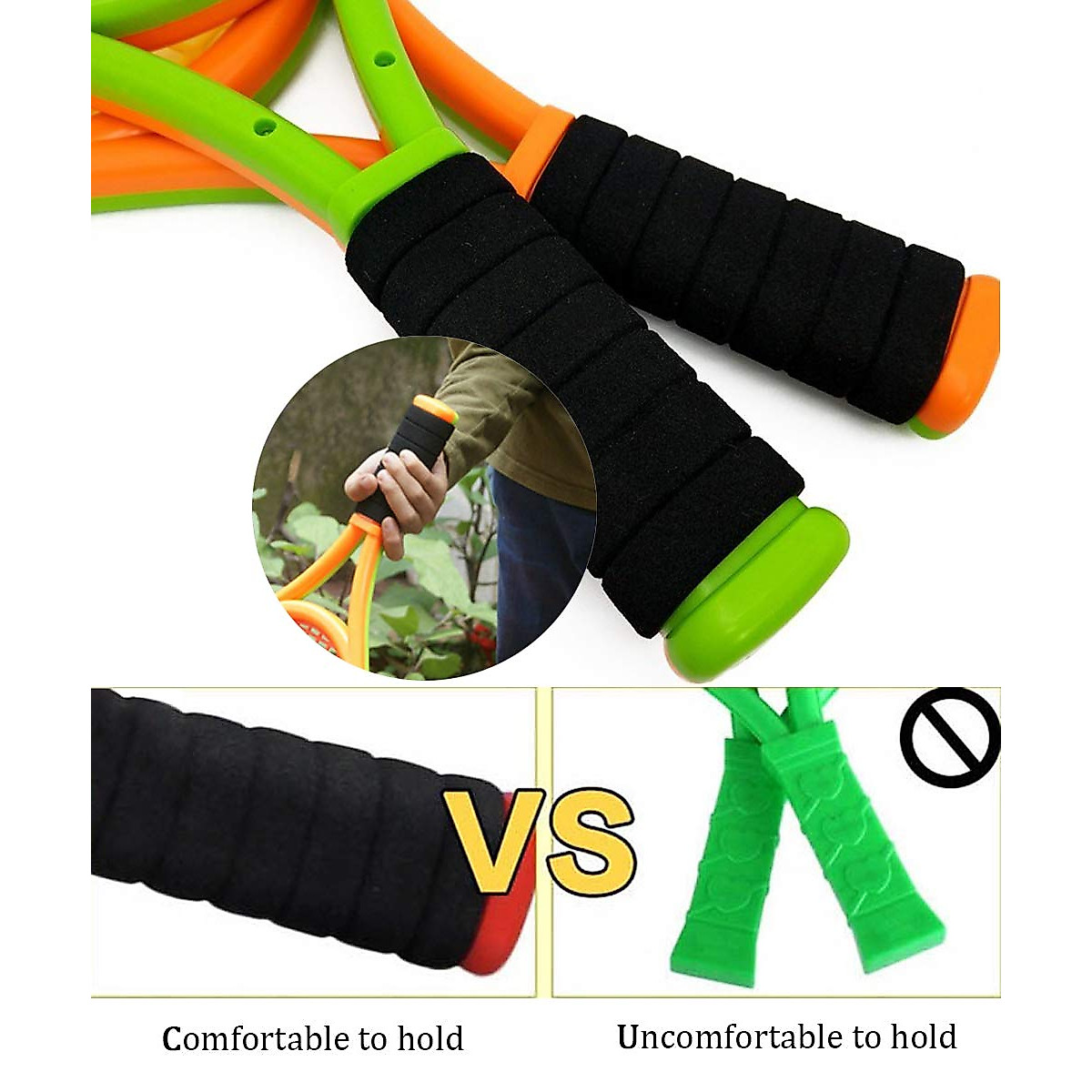 Kids Tennis Racket,17 Inch Plastic Tennis Racket with 2 Soft Balls,2 Tennis Balls and 4 Shuttlecocks for Kid,Toddler Outdoor/Indoor Sport Play (Green&Yellow)