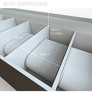 CASE ELEGANCE Solid Espresso 12 Slot Wood Watch Box Organizer with Glass Display Top