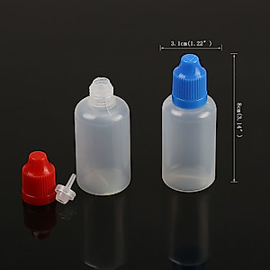 Dropper Bottles,KAKOO 12 Pcs 30ml Plastic Squeezable Liquid Bottle with Childproof Cap,Thin Tip,Funnel,Measuring Cup,Pipette for E-liquids DIY Craft
