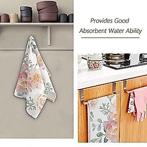 Pink Rose Hand Towels Flowers Towel Set of 2 Summer Fall 28×14 inchs Small Bath Towels Soft Guest Face Towel Bathroom Decorations Thin Kitchen Tea Dish Towels