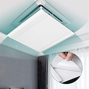 Liveinu Canvas Air Deflector Adjustable Reusable Heat and Air Deflector for Drop Ceiling Vents RV, Home HVAC, AC and Ceiling Registers Air Conditioner Deflector White 11.7"x11.7" Inch