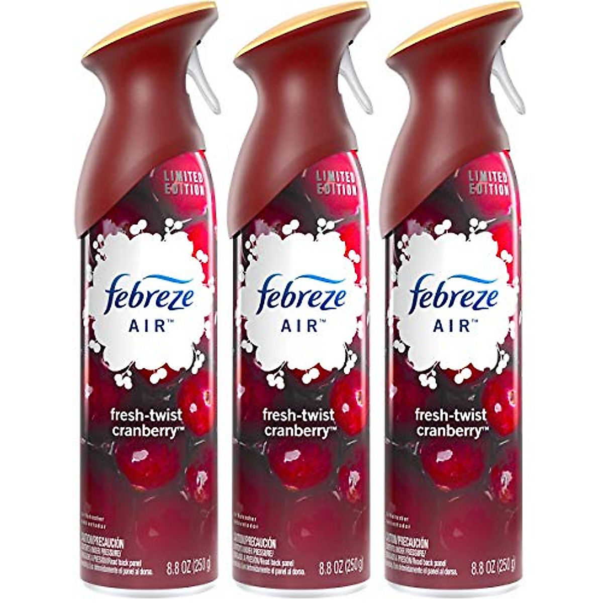 Febreze 037000988854 Air Freshener Spray-Limited Edition-Winter Collection 2017-Fresh-Twist Cranberry-Net Wt. 8.8 OZ (250 g) Per Bottle B, 8.8 Ounce (Pack of 3)