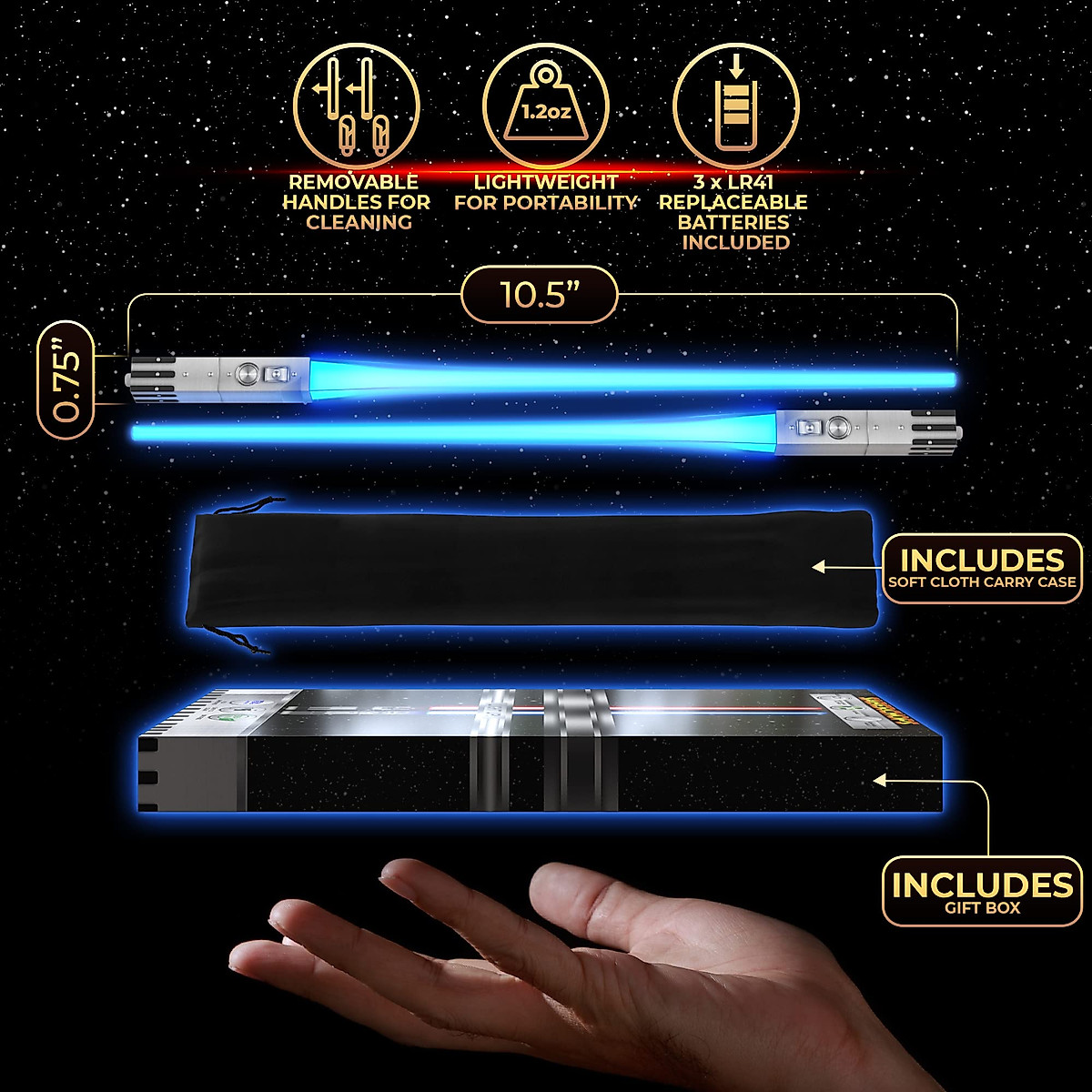 Lightsaber Chopsticks Light Up Star Wars LED Reusable 9 Colors 2 PAIRS FREE Millennium Falcon Keychain Bottle Opener
