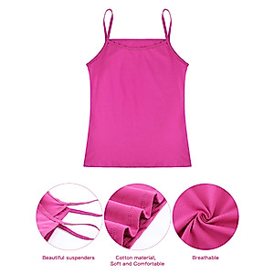 SATINIOR 4 Pieces Girls Dance Tank Top Sleeveless Spaghetti Strap Crop Tank Top for Dancewear (Multicoloured, 9-10 Years)