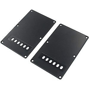 Jiayouy 2PCS Pickguard Tremolo Cavity Cover Backplate with Screws for Electric Guitar Black