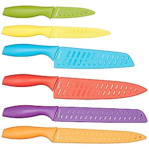 Amazon Basics 12-Piece Color-Coded Kitchen Knife Set, 6 Knives with 6 Blade Guards