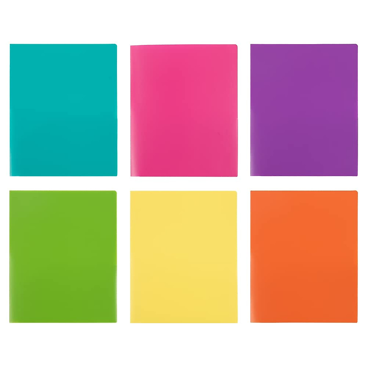 JAM PAPER Heavy Duty Plastic 2 Pocket Extra Tough School Folders - Assorted Fashion Colors - 6/Pack