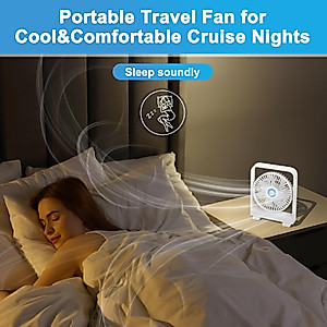 Cruise Ship Approved Fan for Staterooms Ceiling and Wall Hanging, Cruise Fan with Magnetic Base, USB Rechargeable - Battery Powered Portable Travel Fan for Cruise