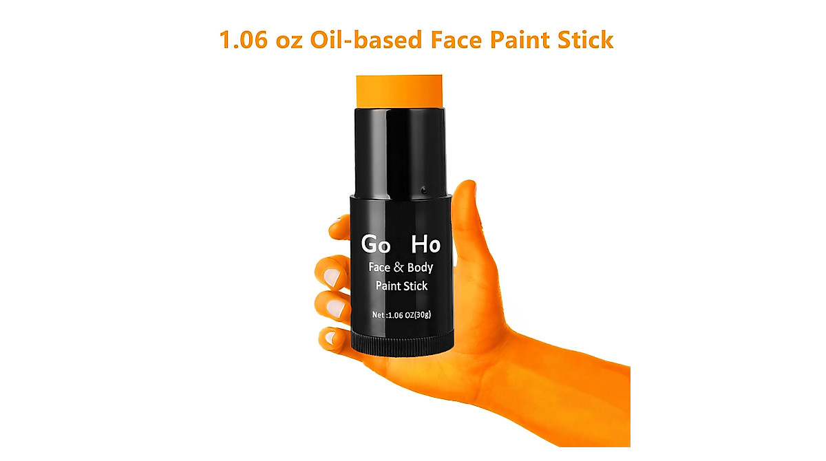 Go Ho Orange Face Paint Stick - Waterproof, Easy to Blend, Halloween Makeup