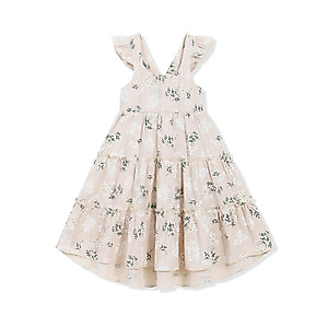 Hipea Toddler Girl Dress Ruffle Halter Floral Princess Dress Summer Beach Bohemian Casual Sundress Toddler Dress Apricot 5-6Years