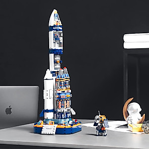 JOJO&Peach Space Exploration Rocket Building Toys, Collectible Display Model Set, Ideas Gift for Adults Boys Girls Age 8+（863 Pieces）
