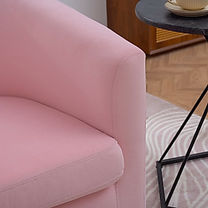 Opoiar Swivel Accent Chair Armchair, Round Barrel Chairs,360°Modern Single Sofa Chair with Flannelette Fabric,Modern Armchair Arm Chair for Nursery Bedroom Office Hotel,Pink