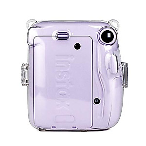 EpicGadget Case for Fujifilm Instax Mini 11 - Clear Hard PVC Protective and Portable Camera Cover with Detachable Adjustable Shoulder Strap