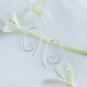 Boma Jewelry Sterling Silver Oval Spiral Pull Through Hoop Earrings