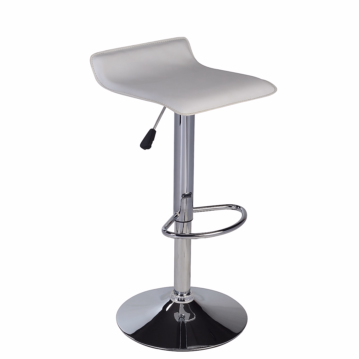 Roundhill Furniture Contemporary Chrome Air Lift Adjustable Swivel Stools with White Seat, Set of 2