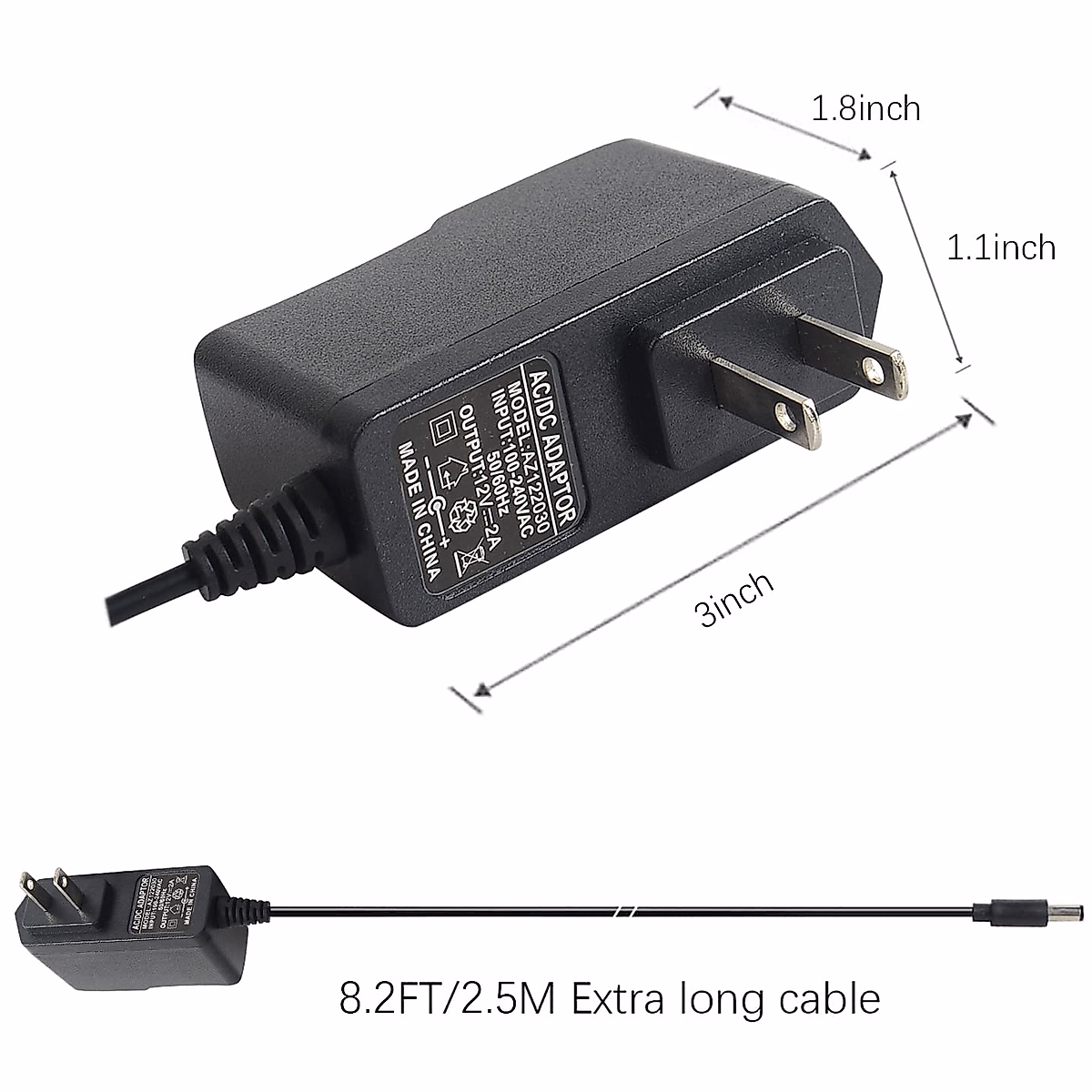 6V 2A AC/DC Adapter, Wall Charger, 5.5mm x 2.1mm & 2.5mm (Center Positive) DC Plug Compatible for 6 Volt 2A 1.5A 1A 800mA 700mA 600mA 500mA 300mA 100mA~2000mA Equipment Power Supply Cable Cord