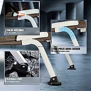 Veehoo Curved Cooling Elevated Dog Bed, White Frame Outdoor Raised Dog Cot, Chew Proof Pet Bed with Washable & Breathable Textilene Mesh, Non-Slip feet for Indoor & Outdoor, X Large, Beige Coffee