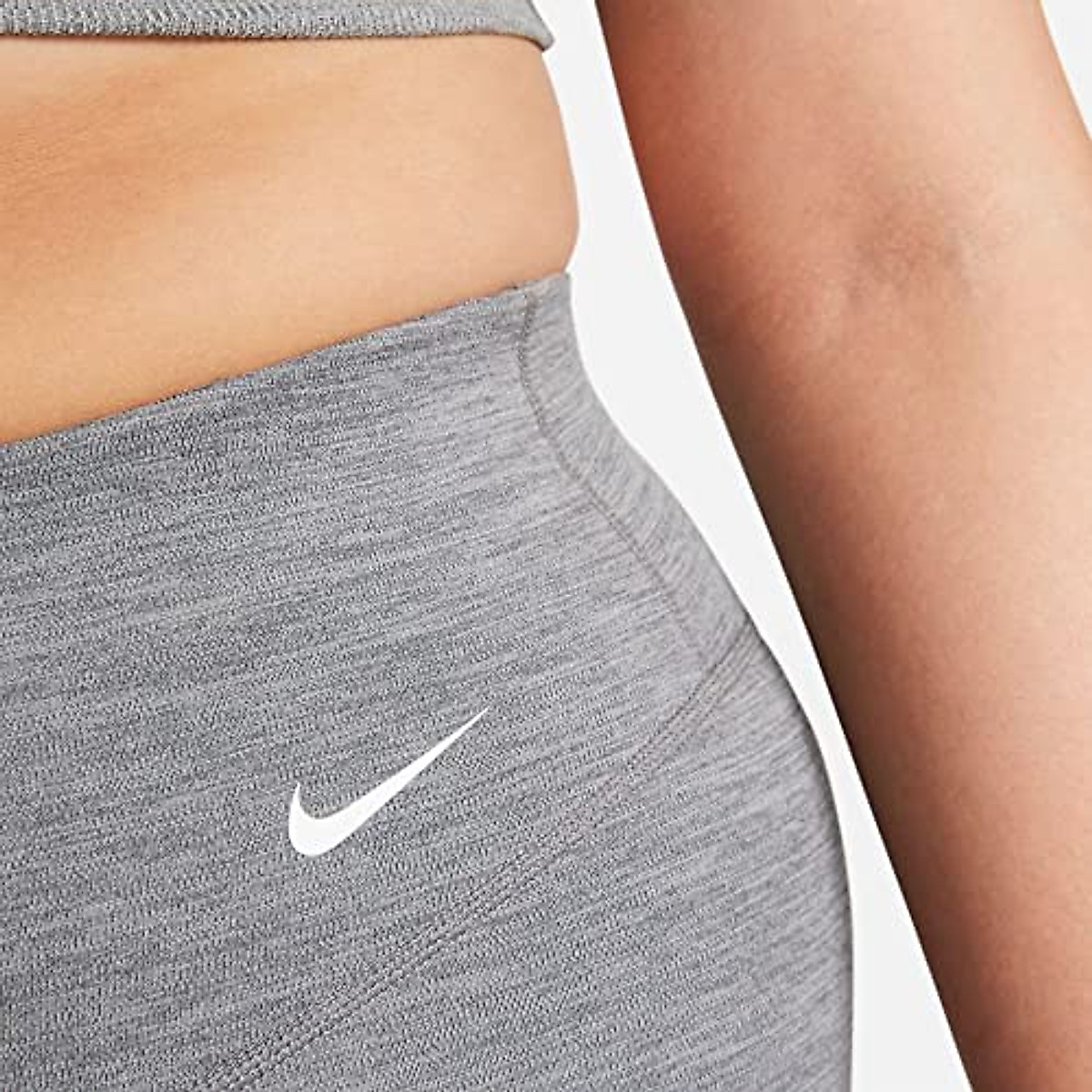Nike Women's One Logo Mid-Rise Dri-Fit 7" Bike Shorts (as1, Alpha, m, Regular, Regular, Iron Grey/Heather/White, Medium)