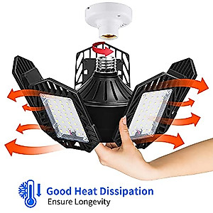 LED Garage Lights 2 Pack, 150W 15000 Lumens Daylight Garage Light, Deformable Garage Ceiling Lights with 5 Ultra Bright Adjustable Panels, E26/E27 LED Shop Lights for Workshop Barn Basement Warehouse