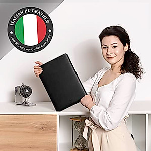 Slim PU Leather Laptop Sleeve 13 Inch | Professional Looking MacBook Air Sleeve, Soft Touch Wool Padded, No Smell Made of Italian PU Leather, Fits: Mac Book Pro 2020, iPad & Other Laptop Case - Black
