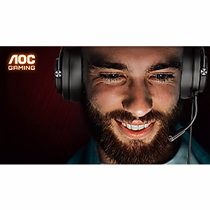 AOC Gaming GH200 Wired Gaming Headset with 2.0 Stereo Sound, Built-in Detachable Microphone, Premium Protein Leather, Integrated Control Panel and 3.5 mm Cable Connection