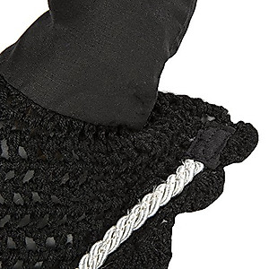 Intrepid International All Crochet Fly Veil with Ears, Black/Silver, Horse Size