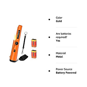 Metal Detector Pinpointer Waterproof Handheld Pin Pointer Wand Gold Treasure Hunting Unearthing Tool Accessories with Buzzer Vibration for Kids Adults Bonus 2 Pack Battery and Belt Holster