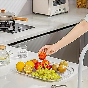 Square Lazy Susan for Refrigerator, Non-Skid Rotating Rectangular Lazy Susan Turntable Organizer for Refrigerator, Table, Pantry, Cabinet, Countertop (13.8''x10.8'')