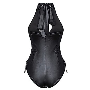 Womens Bunny Girl Suit Button Crotch Romper Onesie Bodysuit Cosplay Costume Furry Cat Ear Gloves Socks Set(Black 4XL)