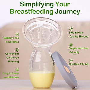 haakaa Manual Breast Pump Breastfeeding Pump with Food Grade Silicone Cap (Gray) 4oz/100ml