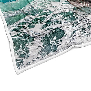 Funny Cat Throw for Kids, Farmhouse Cool Cat Riding Shark on Blue Ocean Fleece Throw Blanket Cozy Soft Lightweight Couch Sofa Bed,Blue Blankets Bedding Gifts for Girls Boys Teens Cute Throw Blanket