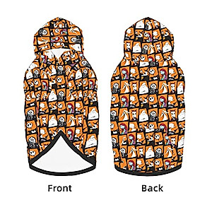 KRIBAL Christmas Skeleton Head Pattern Dog Clothes Puppy Pullover Hooded Coat Soft Comfortable Warm Breathable Pet Sweatshirt with Hat and Pocket for Winter M