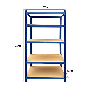 Storage Shelf 150cm x 70cm x 30cm Garage Shelving Units, Heavy Duty Boltless Freestand Racking Shelves for Workshop, Shed, Office Home Garage Storage, Blue 5 Tier (175KG Per Shelf), 875KG Capacity