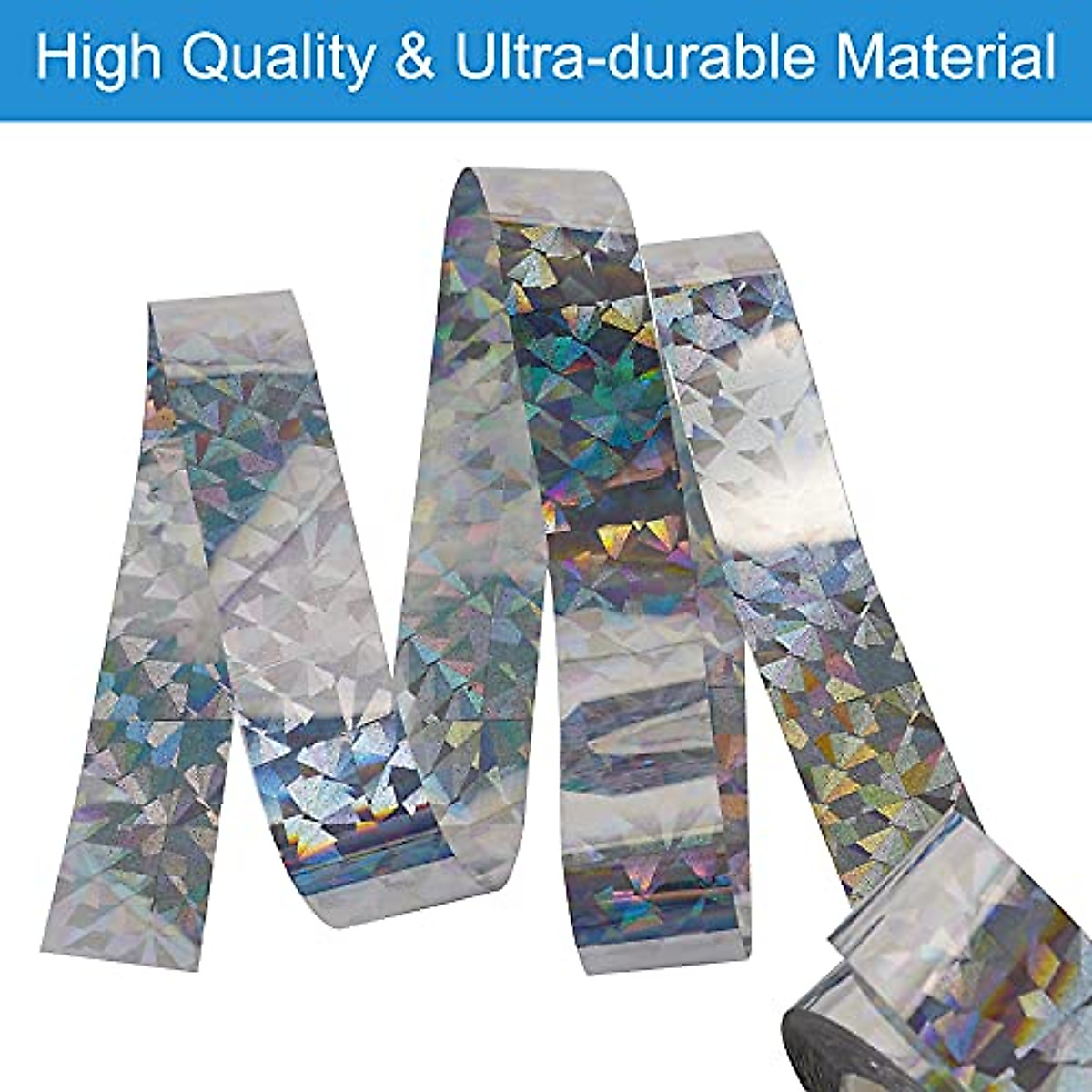 Blissvent Reflective Bird Tape Bird Scare Tape Ribbion, Deterrent Tape for Birds and Pigeons, Flash Double Sided Reflective Tape Outdoor 262 Feet 6 Rolls