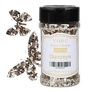TORC Champagne Chunky Glitter 4 OZ Glitter for Resin Crafts Arts Nail Art Cosmetic Festival Makeup 1/10 (2.5 mm)