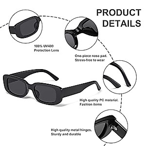 JASPIN Rectangle Sunglasses for Women Men Trendy Y2k Retro 90s Sun Glasses UV400 Protection Cool Square Frame