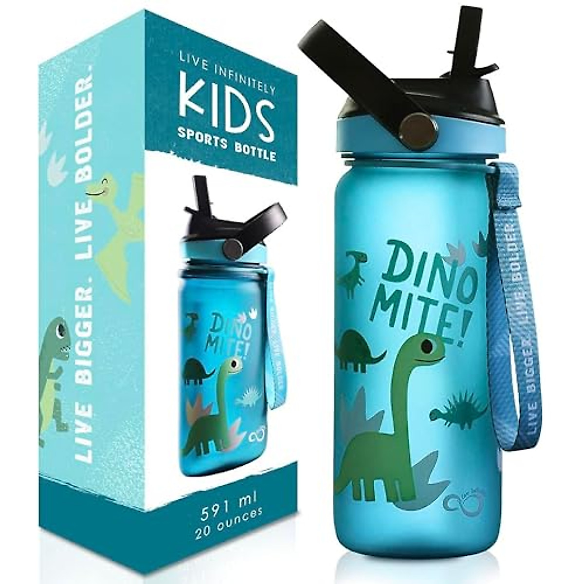 Live Infinitely 20oz Kids Water Bottle with Easy Sip Straw - Water Bottle is Dishwasher Safe & BPA Free Kids Water Bottle