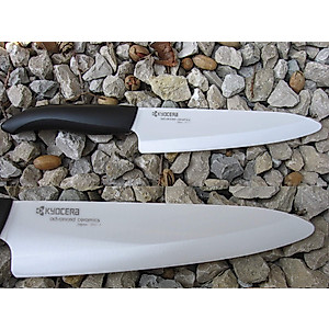 Kyocera Advanced Ceramic Revolution Series 7-inch Professional Chef's Knife, Black Handle, White Blade