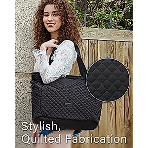 BAGSMART Quilted Tote Bag, Top Handle Handbags for Women, Shoulder Bag, Durable Carry Handles, Machine Washable, 25L Large Hobo Bag for Work, School, Travel