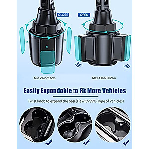 Wireless Car Charger, MOKPR 15W/10W/7.5W Cup Holder Phone Mount, Auto Clamping Fast Charging Car Mount, Air Vent Phone Holder for iPhone 14/13/12 pro/12/11/XS/X/8/8, Samsung S23/S22/S10/S9/S8, etc