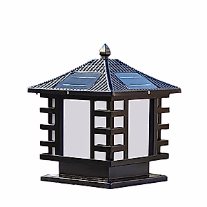 Solar Column Headlight Exterior Energy Saving LED Post Lantern Super Bright Garden Home Wall Light Street Antique Pillar Lamp Fixture