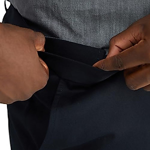 Haggar mens Premium No Iron Khaki Classic Fit Expandable Waist Flat Front dress pants, Black, 36W x 32L US