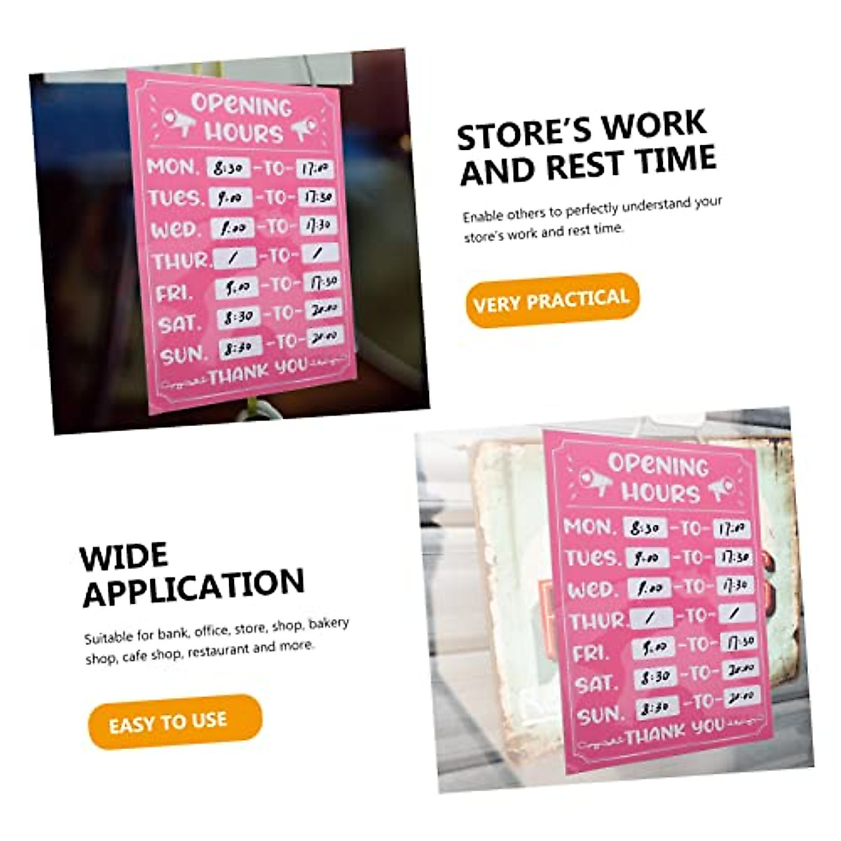 Ciieeo 3pcs business hours sign hours of operation signs open signs for business store open signs business hours door closed open hour labels neon open sign variable customize office pvc